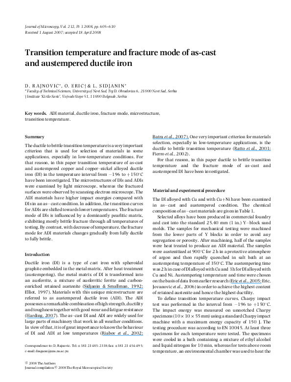 (PDF) Transition temperature and fracture mode of as-castand ...