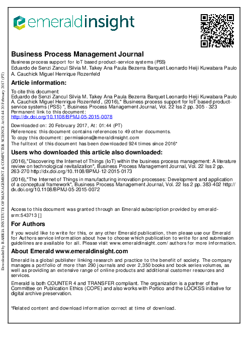 (PDF) Business Process Management Journal Business process support for ...