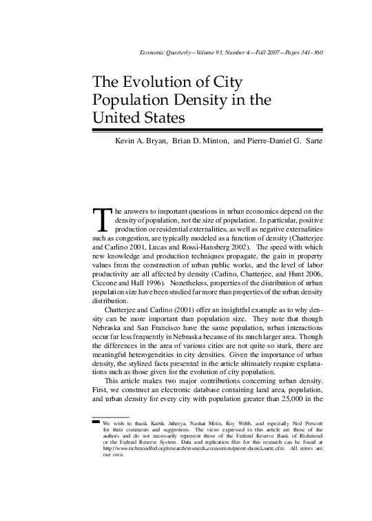 (PDF) The evolution of city population density in the United States