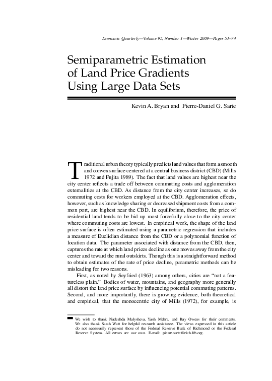 (PDF) Semiparametric estimation of land price gradients using large data sets | Pierre-daniel ...