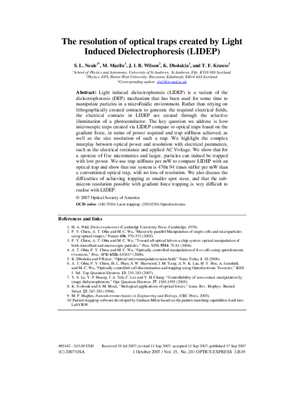 (PDF) The resolution of optical traps created by Light Induced ...