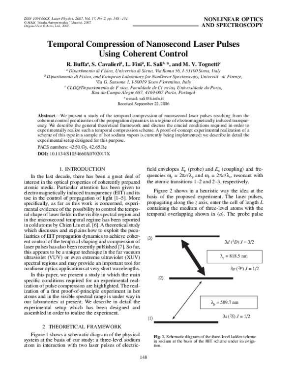 (PDF) Temporal compression of nanosecond laser pulses using coherent ...