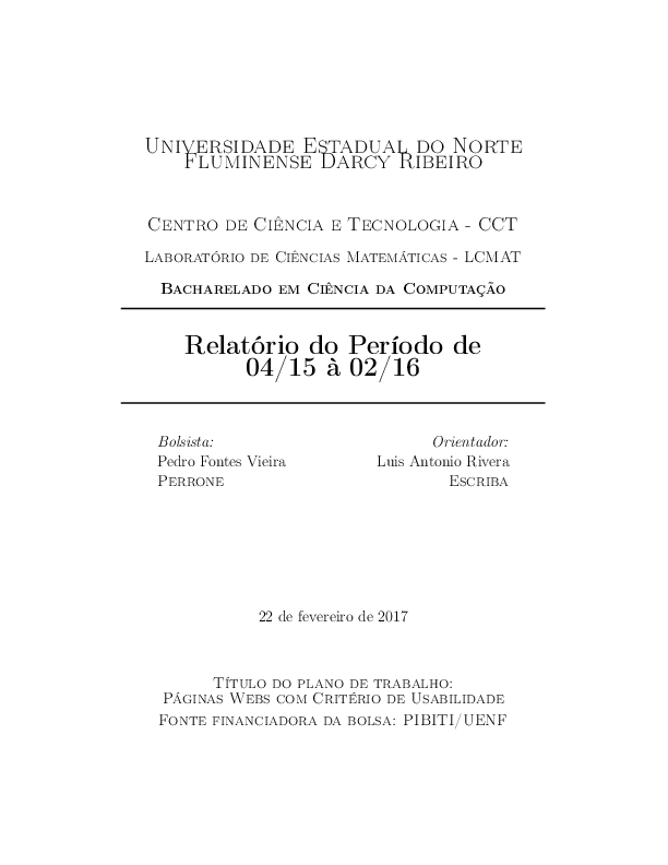 (PDF) Relatório sobre Testes de Usabilidade com usuários nos Websites ...