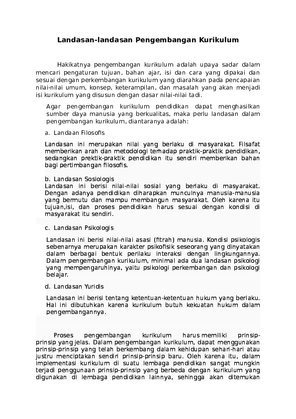(DOC) Landasan Pengembangan Kurikulum