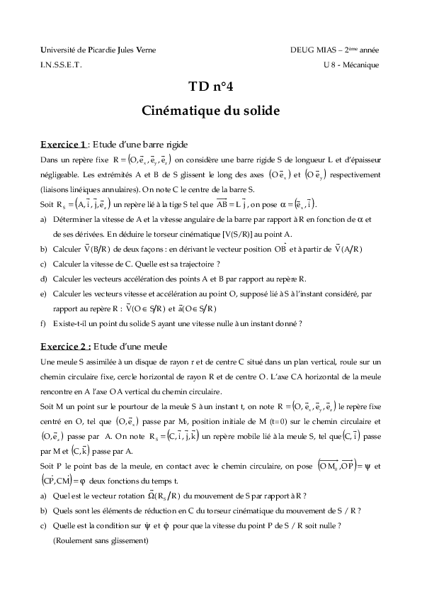 (PDF) Cinématique du solide