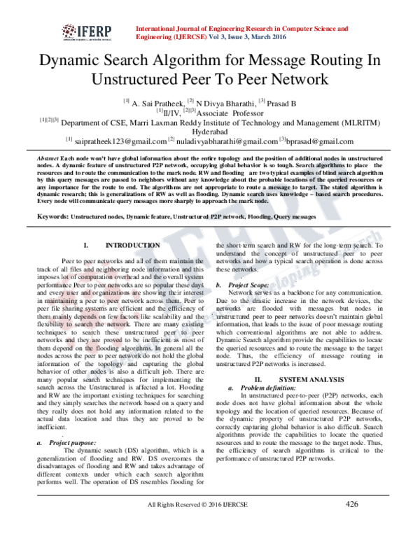 Pdf Dynamic Search Algorithm For Message Routing Inpdf