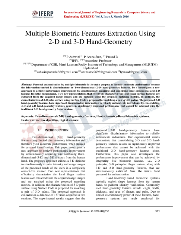Pdf Multiple Biometric Features Extraction Using Pdf
