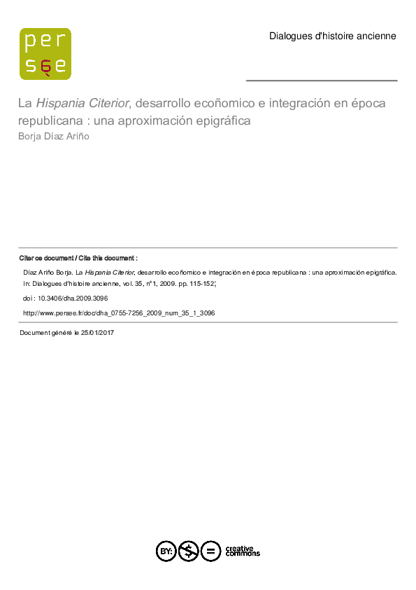 (PDF) La Hispania Citerior, desarrollo económico e integración en época ...
