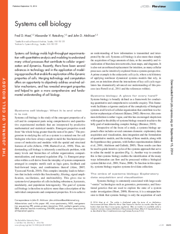 (PDF) Systems cell biology