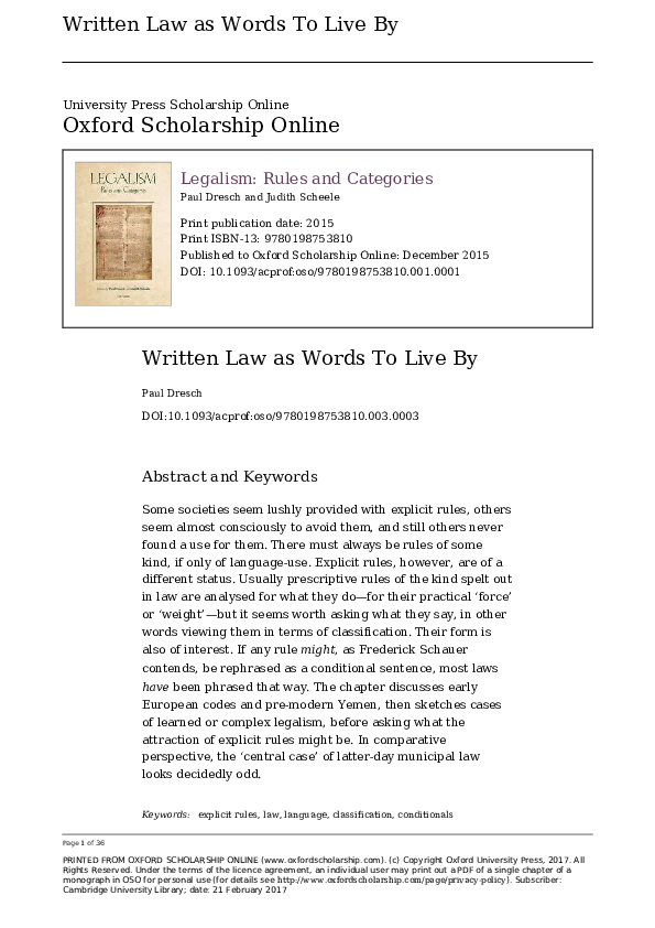 (PDF) Written law as words to live by (in Legalism: Rules and ...