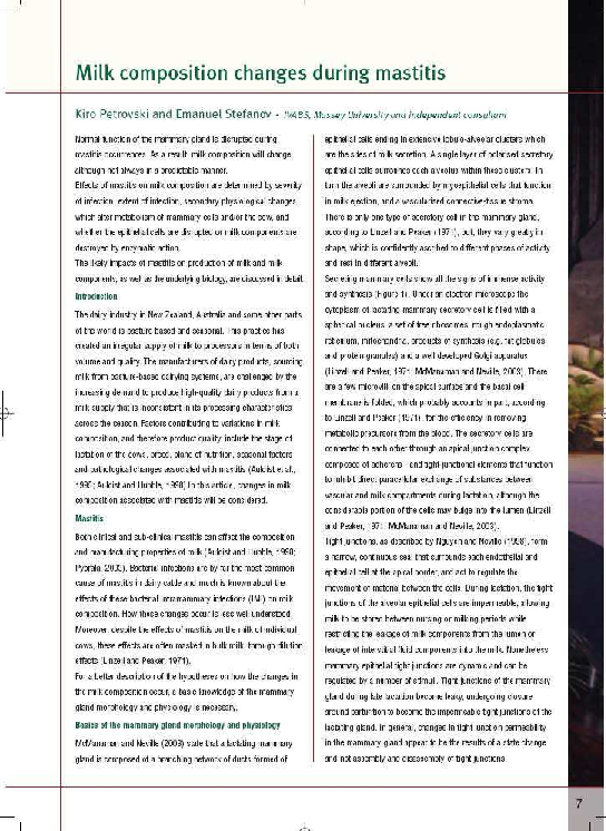 (PDF) Milk composition changes during mastitis
