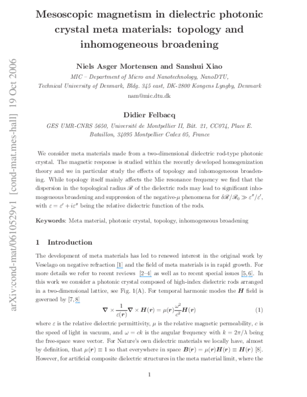 (PDF) Mesoscopic magnetism in dielectric photonic crystal meta ...