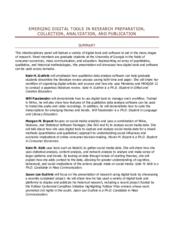 (PDF) Emerging Digital Tools in Research Preparation, Collection ...