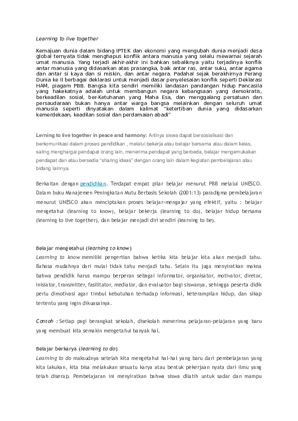 (DOC) Learning to live together