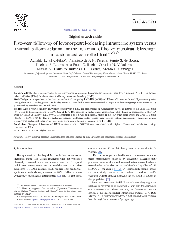 (PDF) Five-year follow-up of levonorgestrel-releasing intrauterine ...