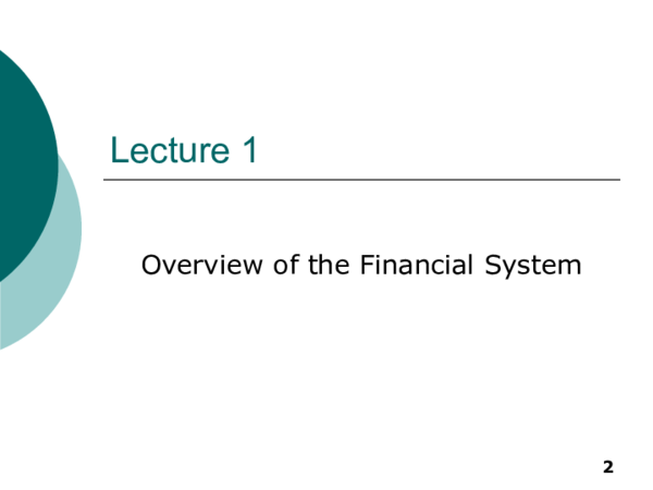 (PDF) Overview of the Financial System