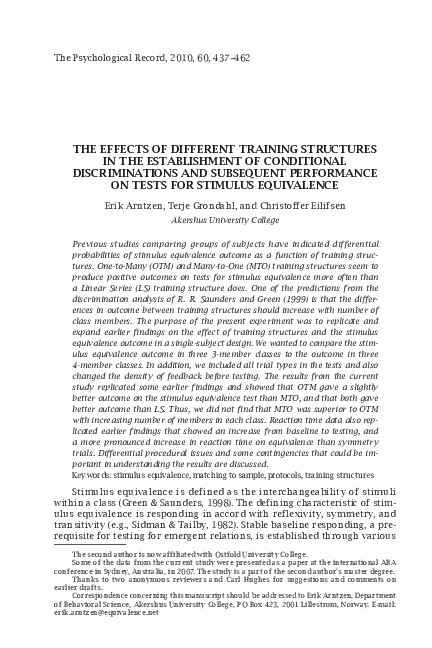 (PDF) The effects of different training structures in the establishment ...