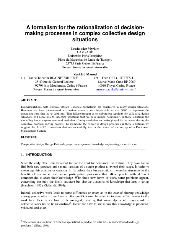 (PDF) A formalism for the rationalization of decision-making processes ...