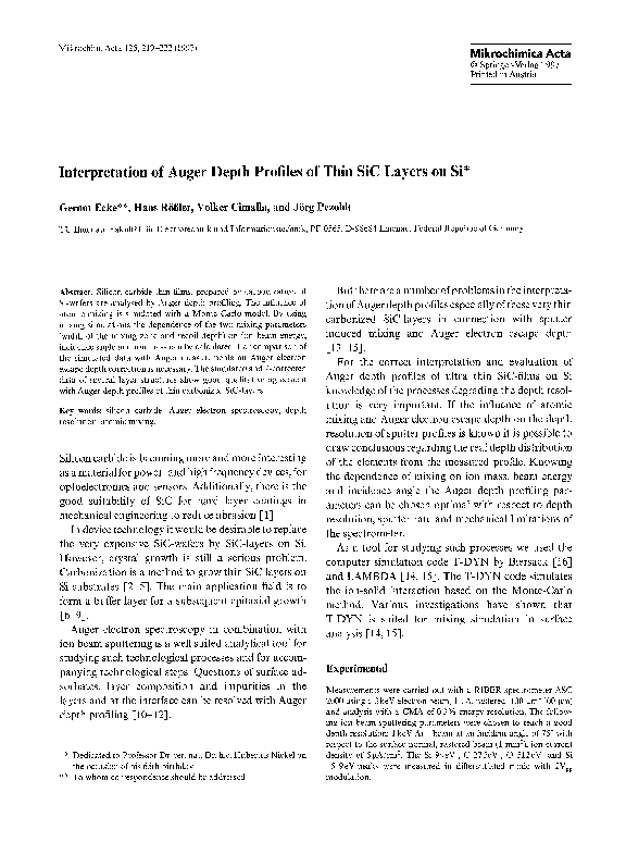 (PDF) Interpretation of Auger depth profiles of thin SiC layers on Si