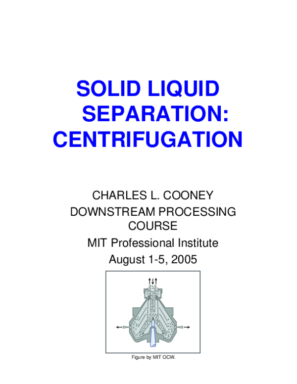 (PDF) SOLID LIQUID SEPARATION: CENTRIFUGATION