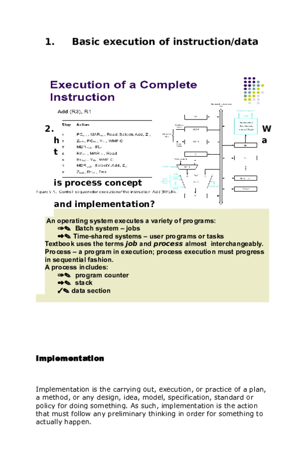 (DOC) Basic execution of instruction/data 2. What is process concept ...