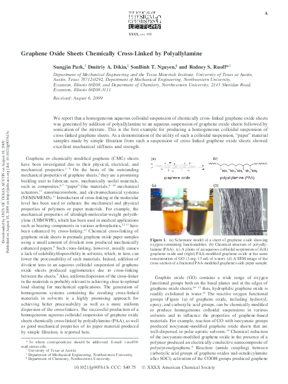(PDF) Graphene Oxide Sheets Chemically Cross-Linked by Polyallylamine