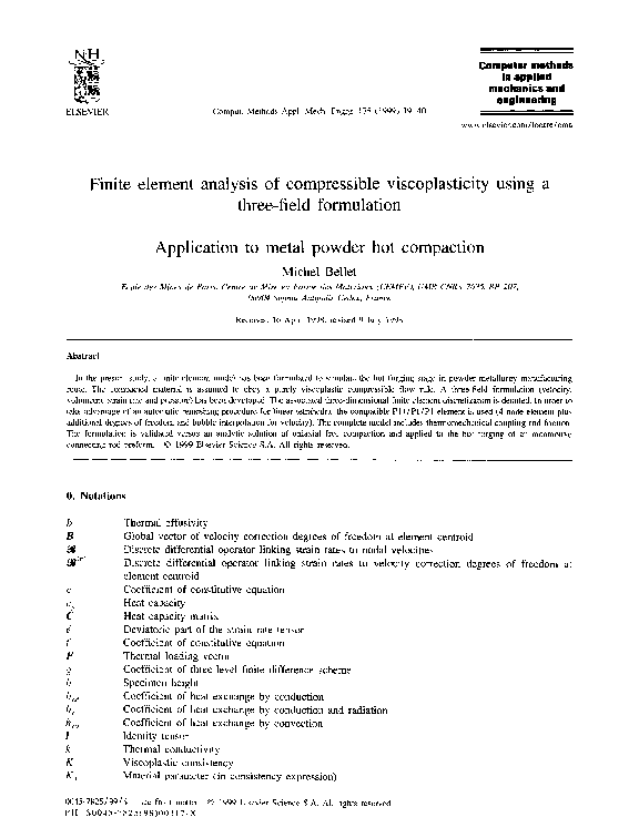 Finite Element Analysis Of Compressible Viscoplasticity Using A Three Field Formulation