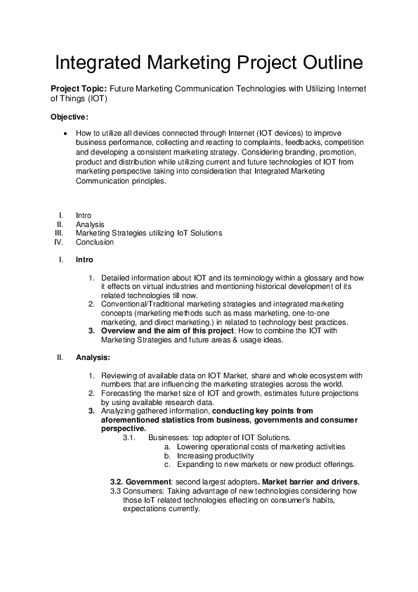 (PDF) Integrated Marketing Project Outline Project Topic: Future ...