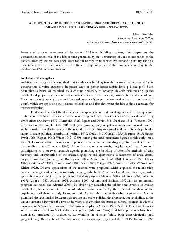 (PDF) Maud Devolder, "Architectural Energetics and Late Bronze Age ...