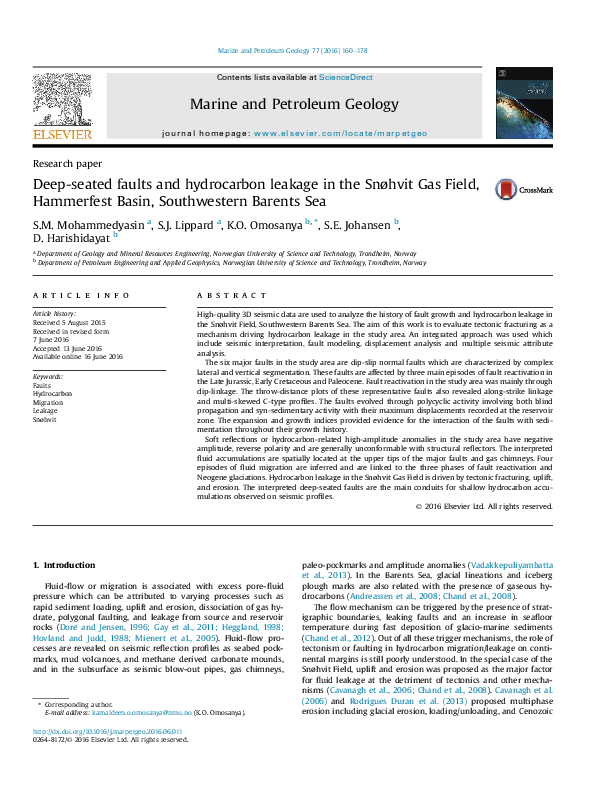 (PDF) Deep-seated faults and hydrocarbon leakage in the Snøhvit Gas ...