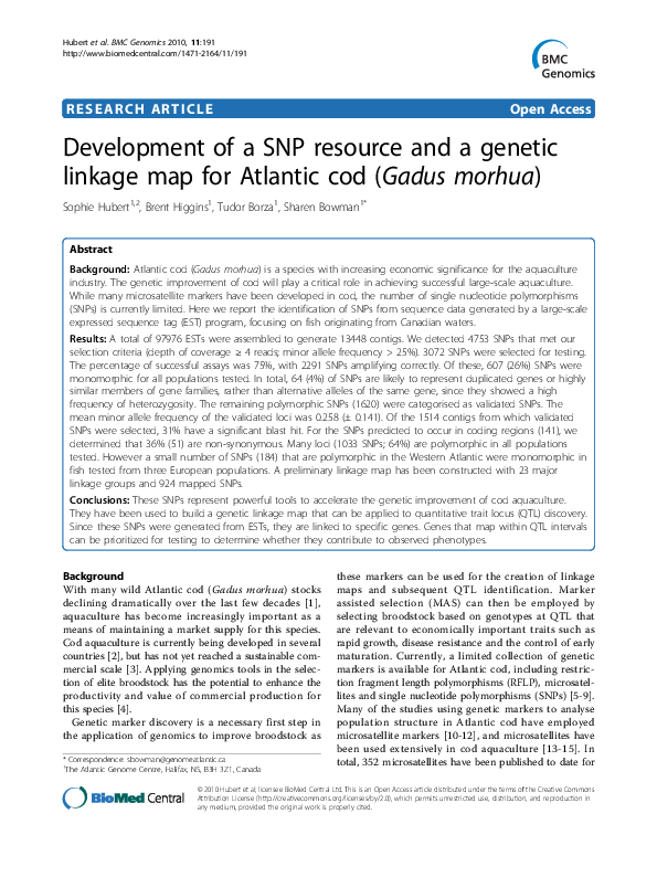 (PDF) Development of a SNP resource and a genetic linkage map for ...