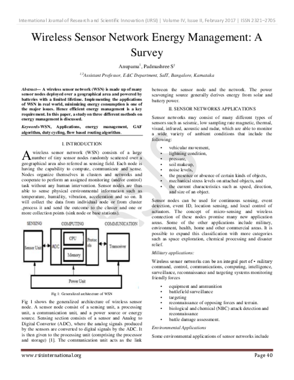 (PDF) Wireless Sensor Network Energy Management: A Survey