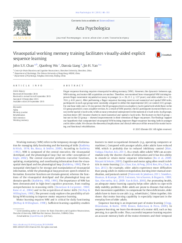 (PDF) Visuospatial working memory training facilitates visually-aided ...