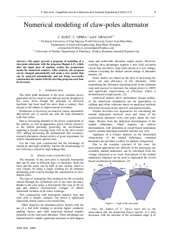 (PDF) Numerical modeling of claw-poles alternator