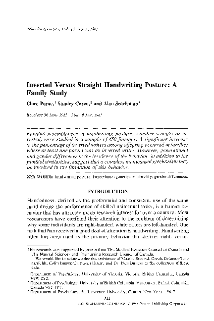 (PDF) Inverted versus straight handwriting posture: A family study