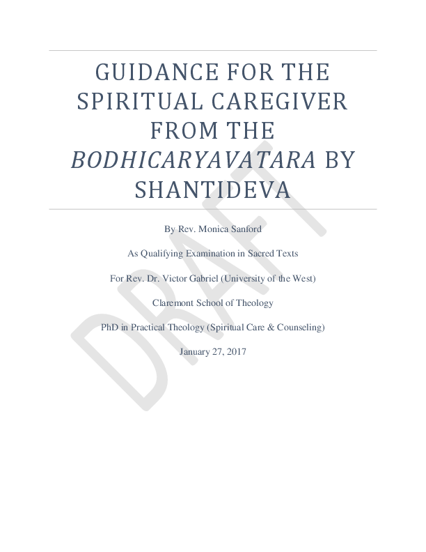 (PDF) GUIDANCE FOR THE SPIRITUAL CAREGIVER FROM THE BODHICARYAVATARA BY SHANTIDEVA Introduction