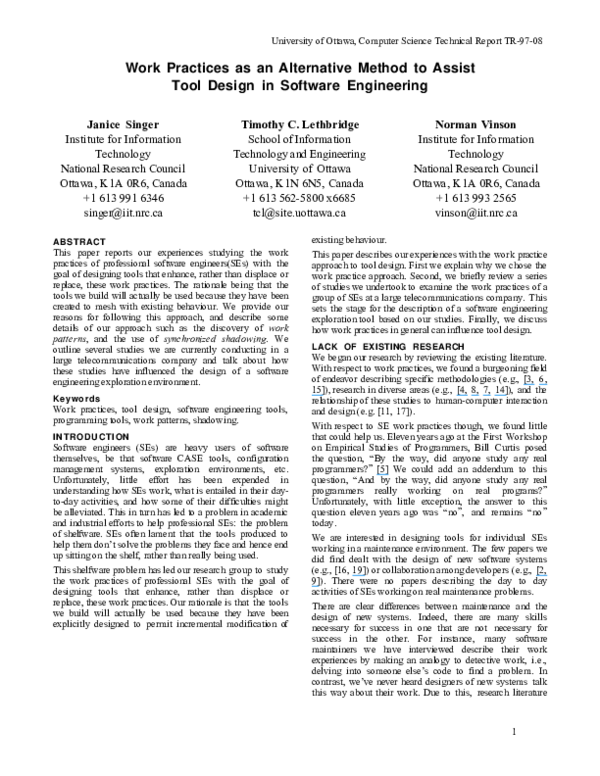 (PDF) Work practices as an alternative method to assist tool design in ...