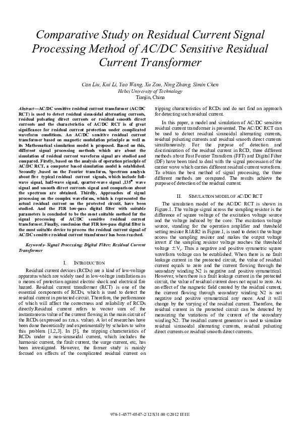 (PDF) Signal Processing Methods for AC/DC Sensitive RCTs