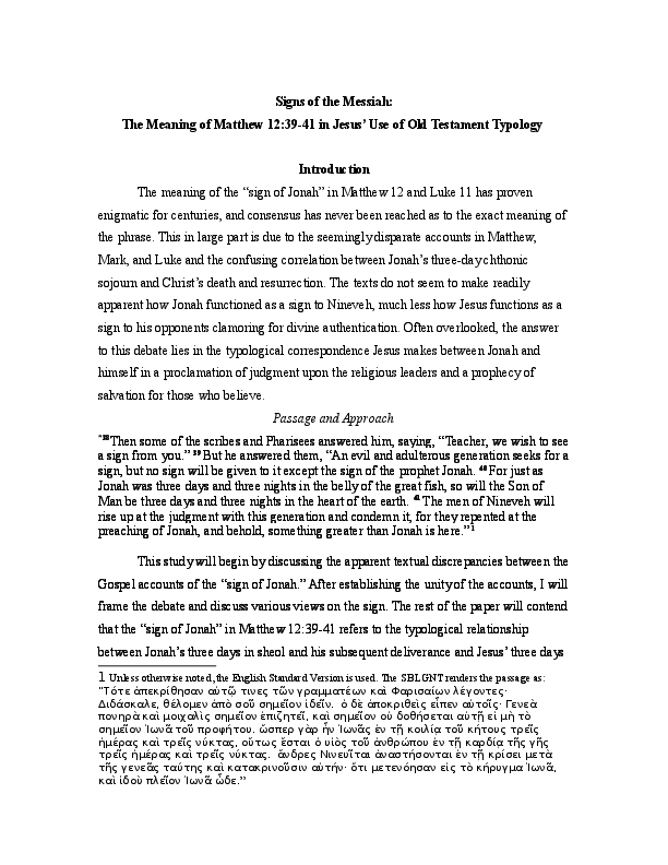 (DOC) Signs of the Messiah: The Meaning of Matthew 12:39-41 in Jesus ...