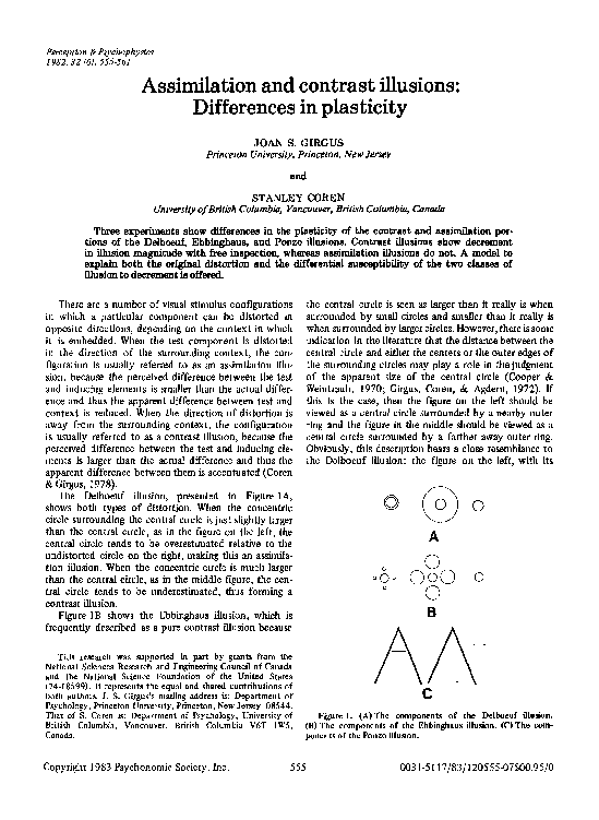 (PDF) Assimilation and contrast illusions: Differences in plasticity