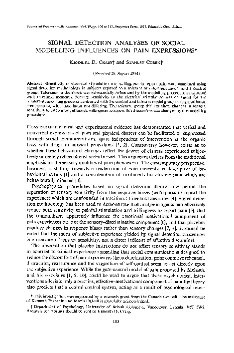 (PDF) Signal detection analyses of social modelling influences on pain ...