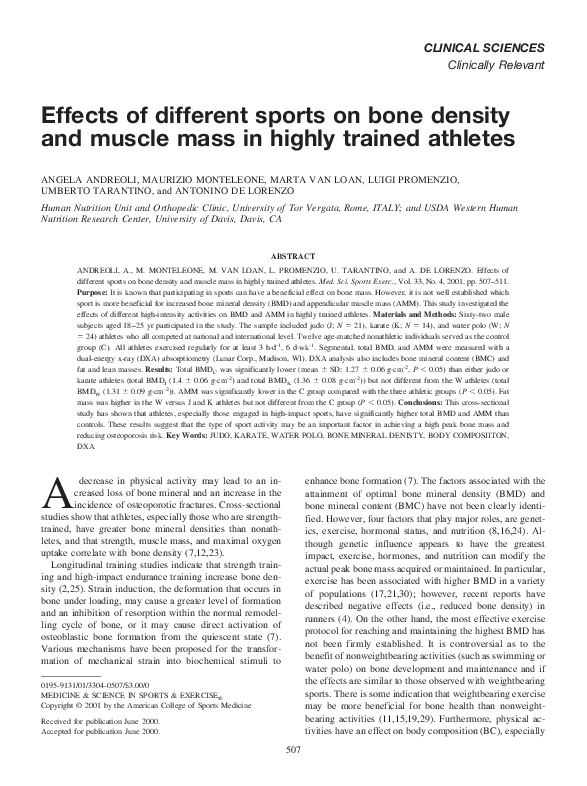 (PDF) Effects of different sports on bone density and muscle mass in ...
