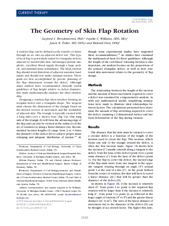 (PDF) The Geometry of Skin Flap Rotation
