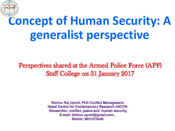 (PDF) Concept of Human Security: A generalist perspective