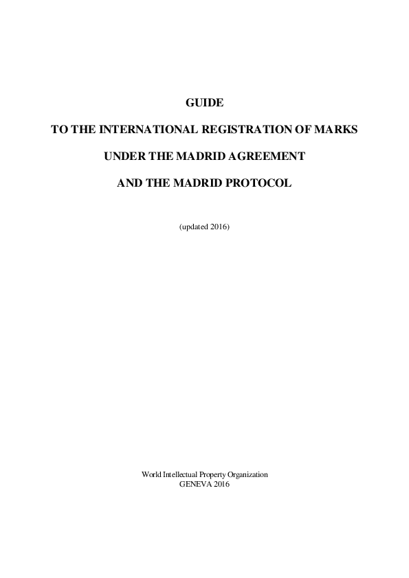 (PDF) GUIDE TO THE INTERNATIONAL REGISTRATION OF MARKS UNDER THE MADRID ...