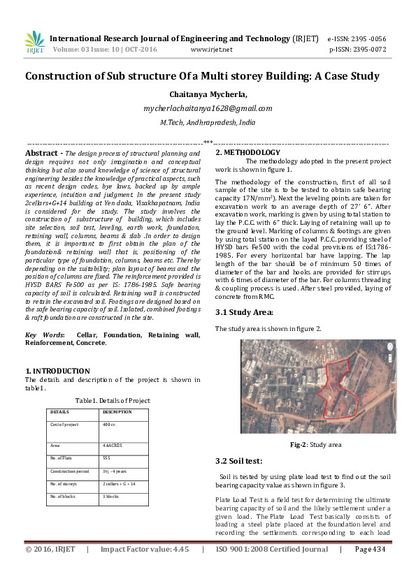 (PDF) IRJET-Construction of Sub structure Of a Multi storey Building: A ...