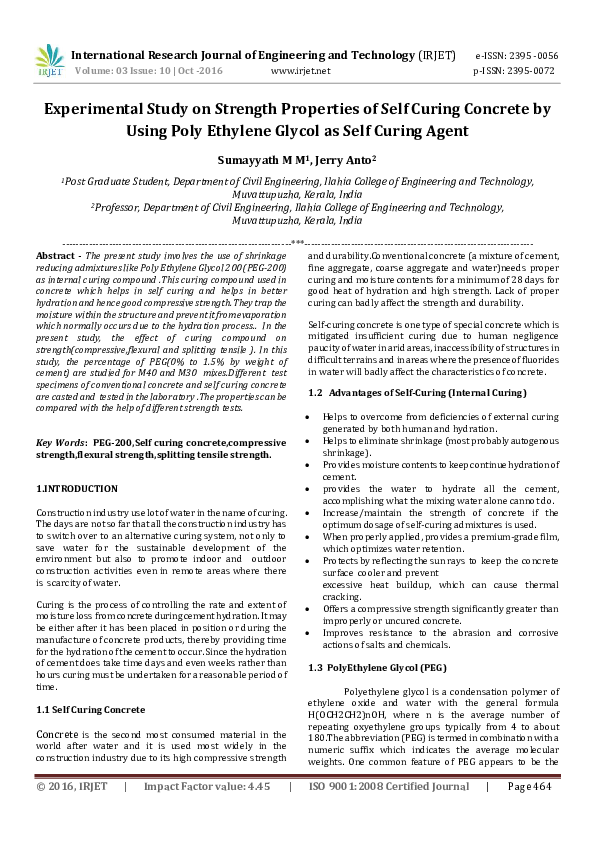 (PDF) IRJET-Experimental Study on Strength Properties of Self Curing Concrete by Using Poly ...