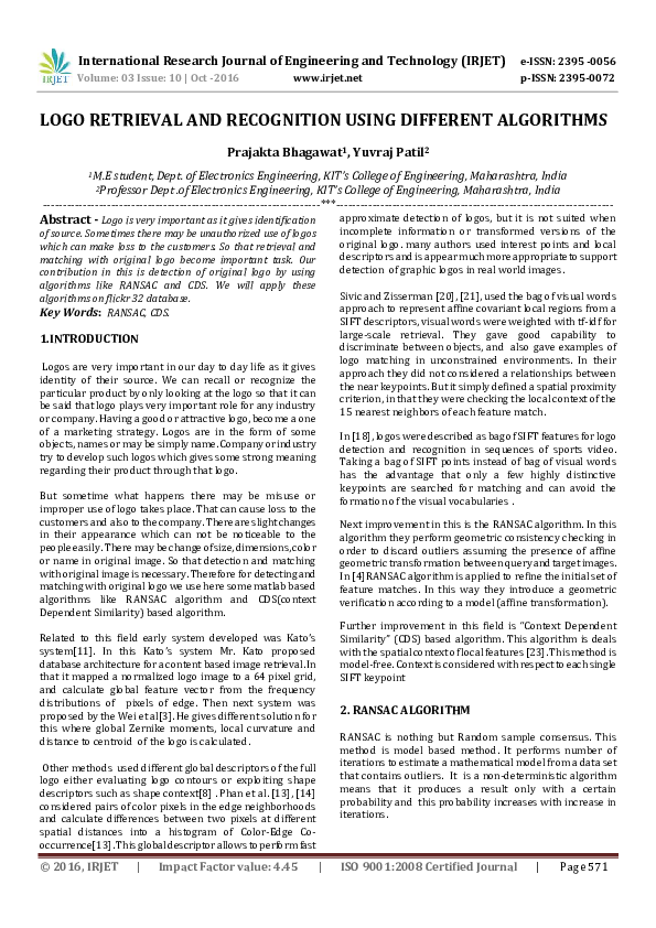 (PDF) IRJET-LOGO RETRIEVAL AND RECOGNITION USING DIFFERENT ALGORITHMS