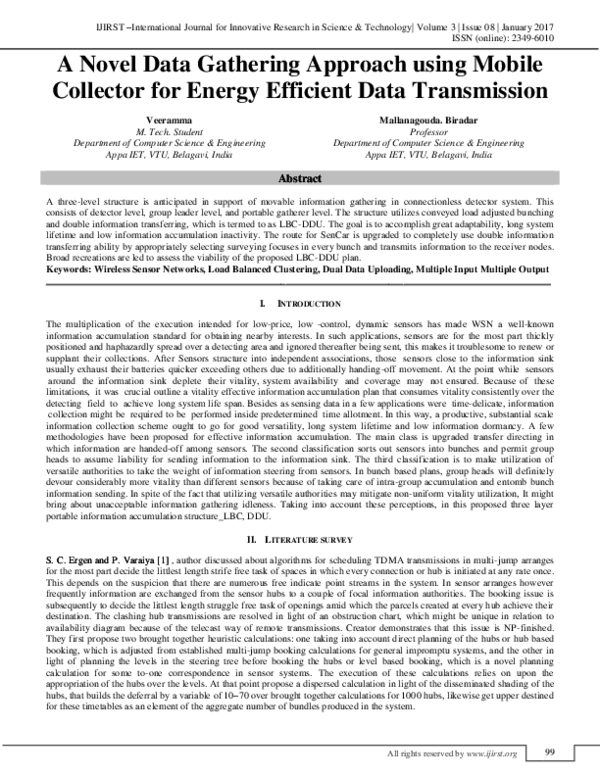 Pdf A Novel Data Gathering Approach Using Mobile Collector For Energy Efficient Data Transmission