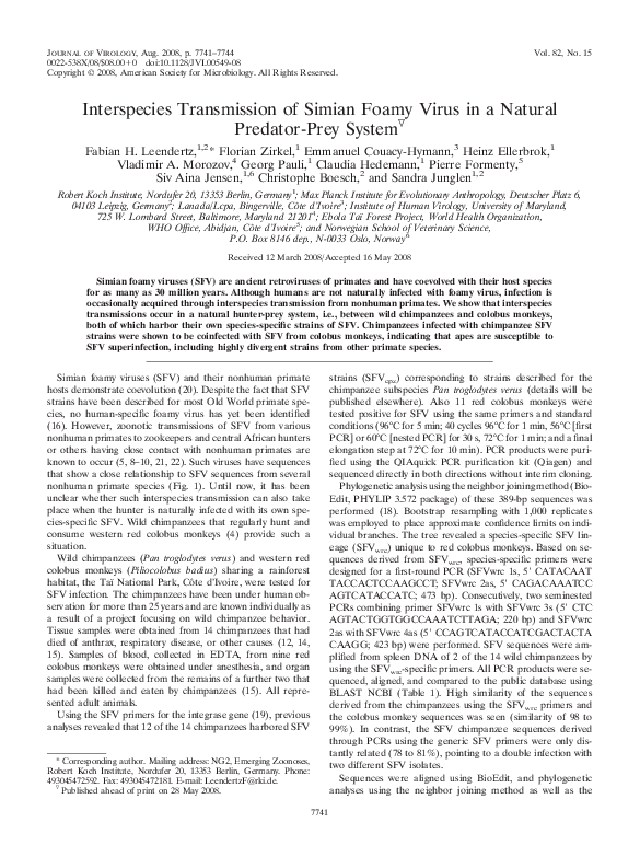 (PDF) Interspecies Transmission of Simian Foamy Virus in a Natural ...